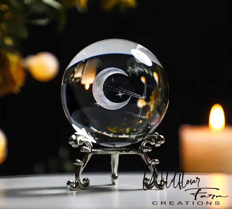Crystal Ball - Sphere - Crescent Moon | Wildflower Farm Creations